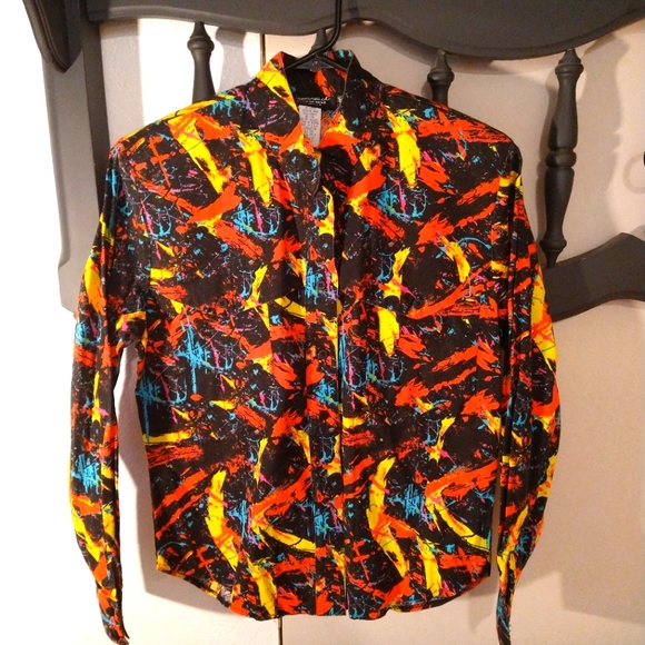 Diamond L | Tops | Vintage Diamond L Western Wear Splatter Shirt Sz ...